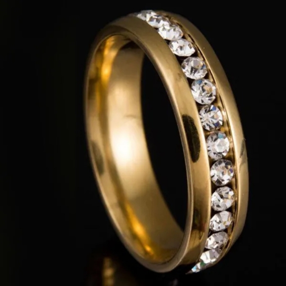 Jewelry | Gold Infinity 6mm Stainless Steel Band Simulated Gemstones ...